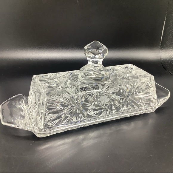 Dining | Elegant Glass Covered Butter Dish Handled Pristine Beautiful ...